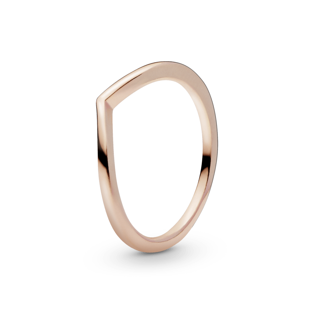Anillo Hueso de los deseos pulido Recubrimiento en Oro Rosa de 14k ...