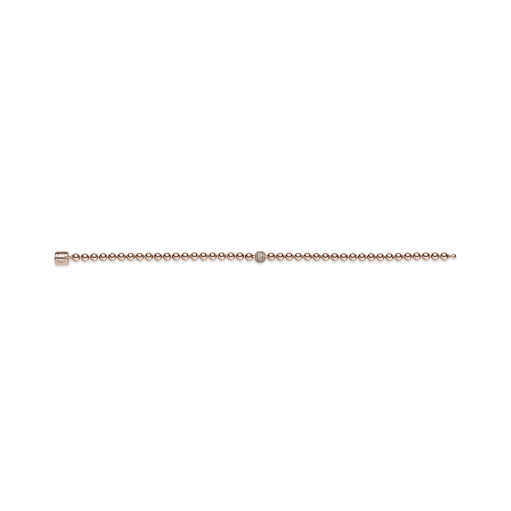 Brazalete de Cuentas y Pavé Recubrimiento en Oro Rosa de 14K|Pandora ...