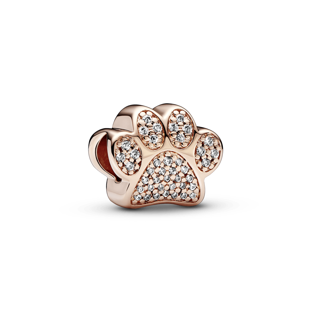 Charm Huella de Patita Reluciente Recubrimiento en Oro Rosa de 14K ...