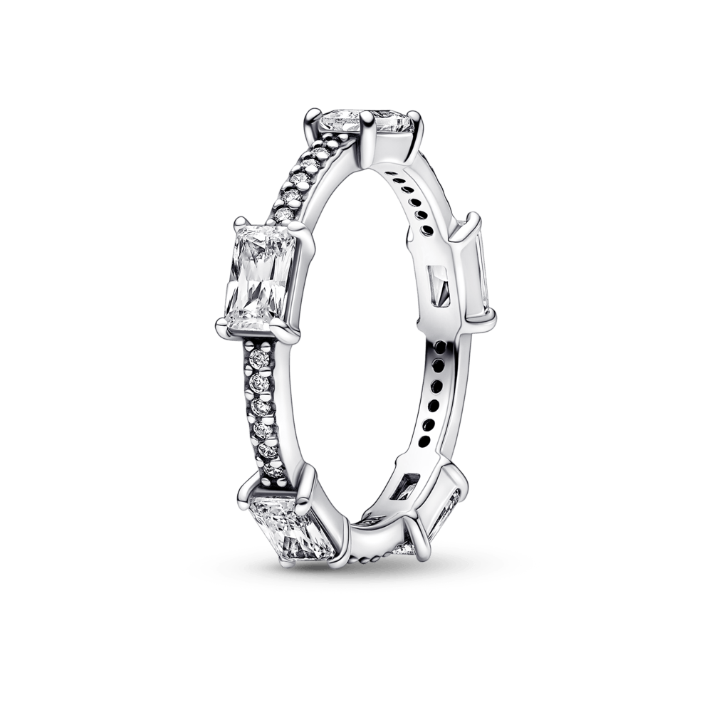 Anillo Barras Rectangulares en Pavé Reluciente Pandora Plata Esterlina ...