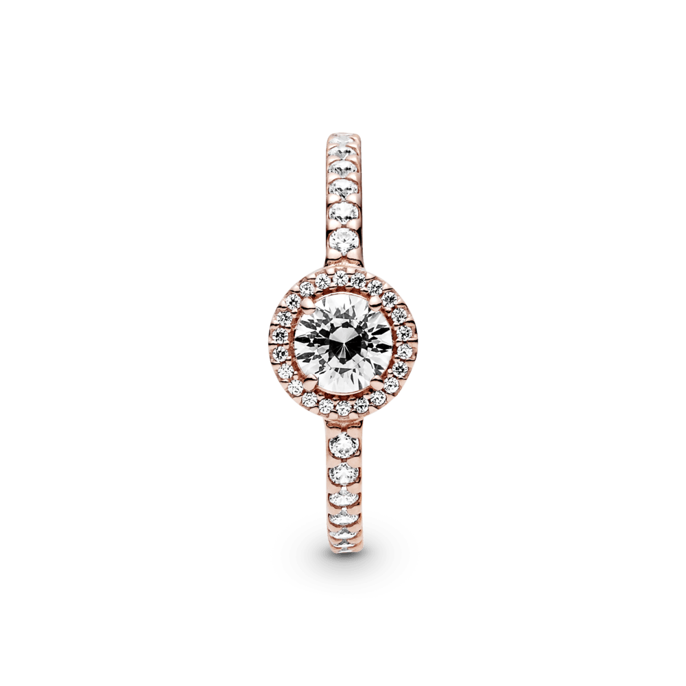 Anillo Clásico con Halo Brillante Recubrimiento en Oro Rosa de 14K ...