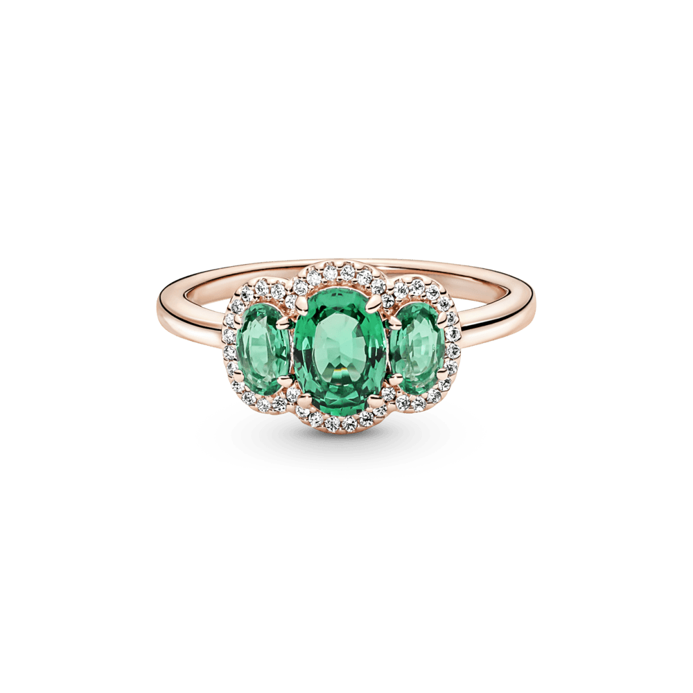 Anillo Clásico Tres Piedras Recubrimiento en Oro Rosa de 14K|Pandora ...