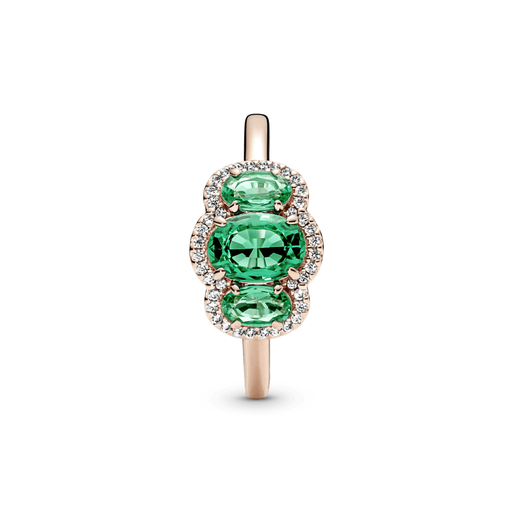 Anillo Clásico Tres Piedras Recubrimiento en Oro Rosa de 14K|Pandora ...