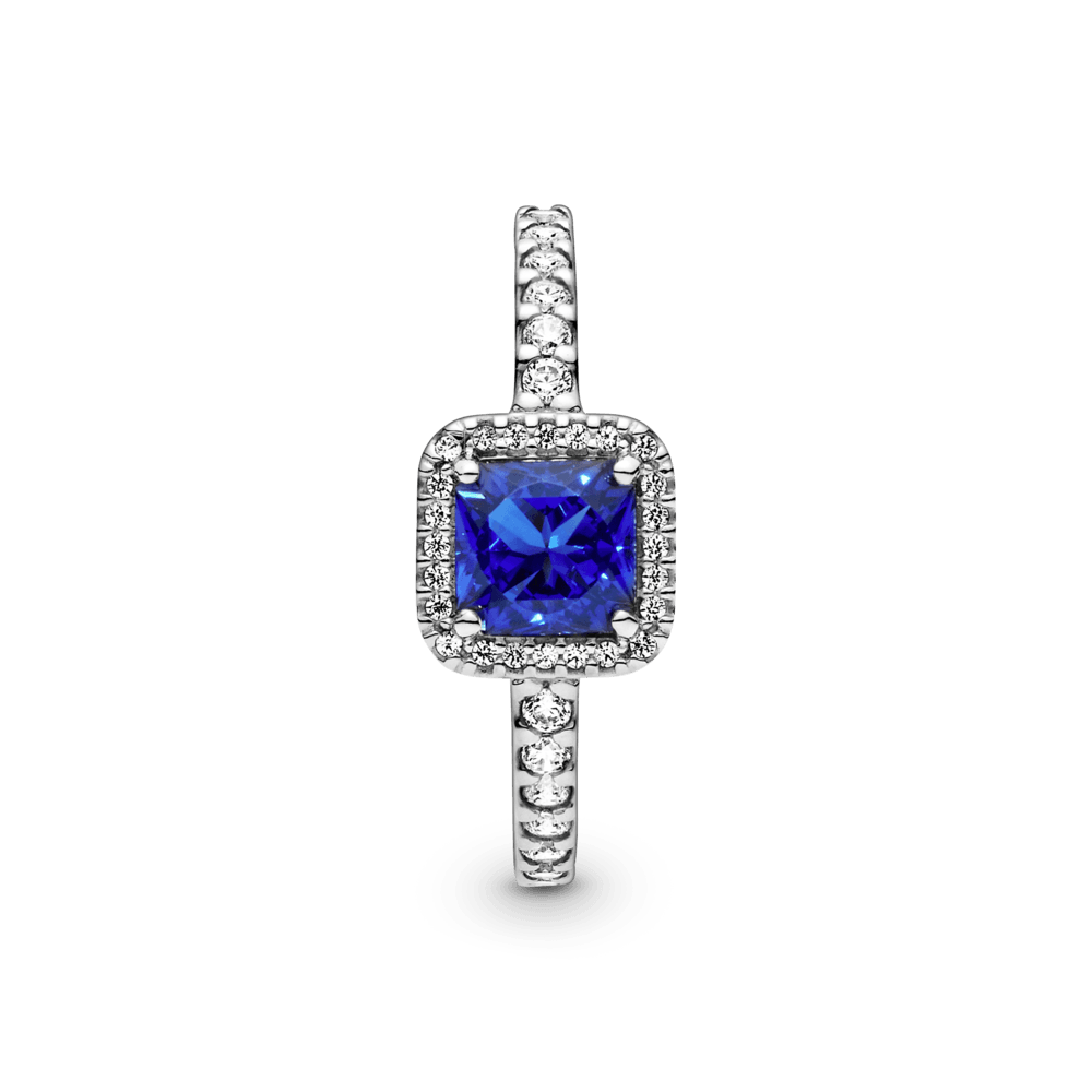 Anillo Cuadrado Azul con Halo Brillante Pandora Plata Esterlina|Pandora ...