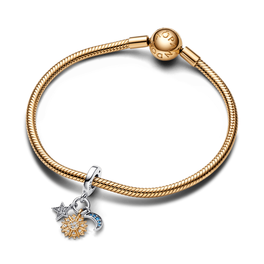 Charm Colgante Doble de Dos Tonos Celestial Recubrimiento en Oro de 14k ...