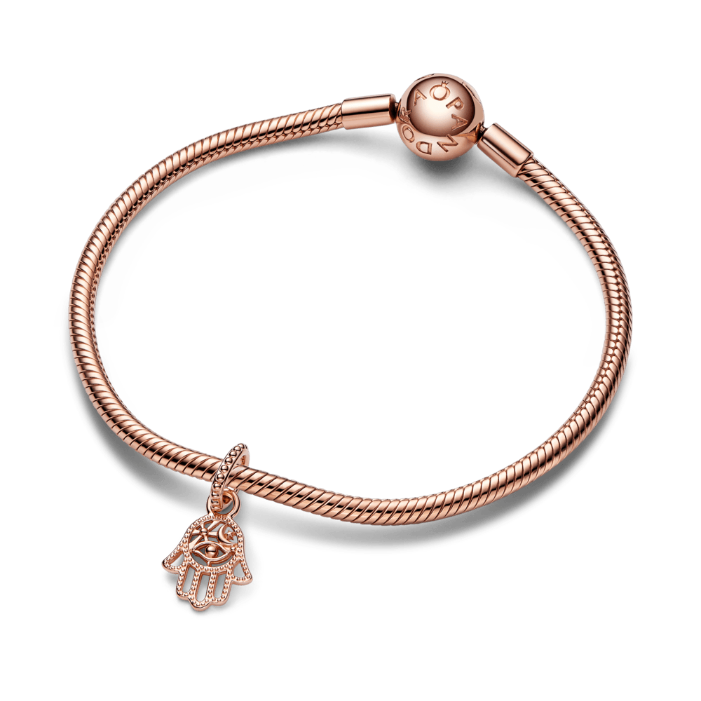Charm Colgante Mano Hamsa Protectora Recubrimiento en Oro Rosa de 14k ...