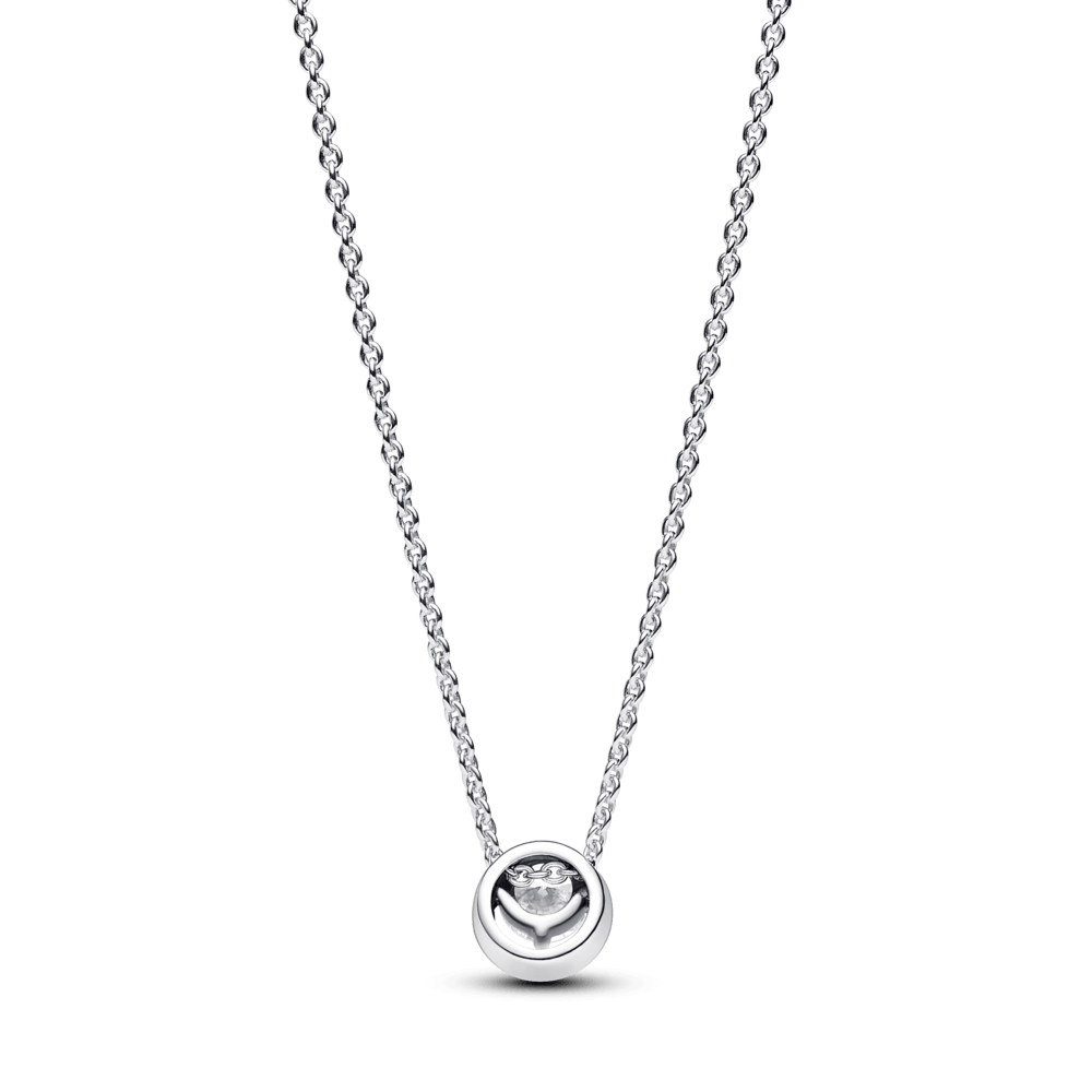 Collar con Colgante Brillante Halo Redondo|Pandora - Pandora Panamá